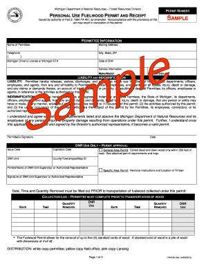Fillable Online mich PR4166 FUELWOOD PERMIT - Sample - State of ...
