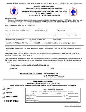 Fillable Online AAA State Rules Test Request Form Fax Email Print ...