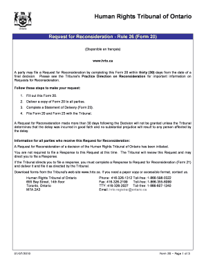 Fillable Online Request for Reconsideration - Rule 26 (Form 20) Fax ...