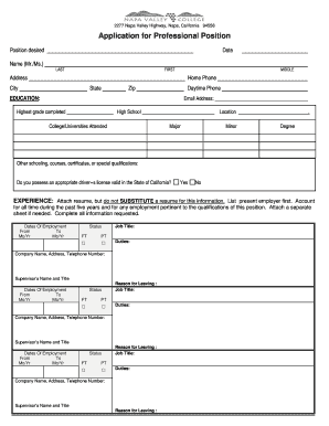 Fillable Online napavalley Professional Application FILLABLE - Napa ...