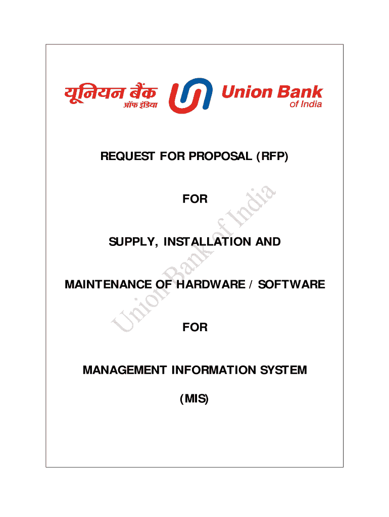 Fillable Online REQUEST FOR PROPOSAL RFP FOR SUPPLY INSTALLATION AND ...