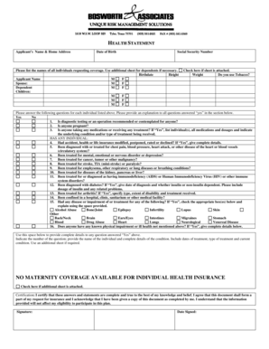 Fillable Online Health Insurance Quote Form - Bosworth & Associates Fax ...