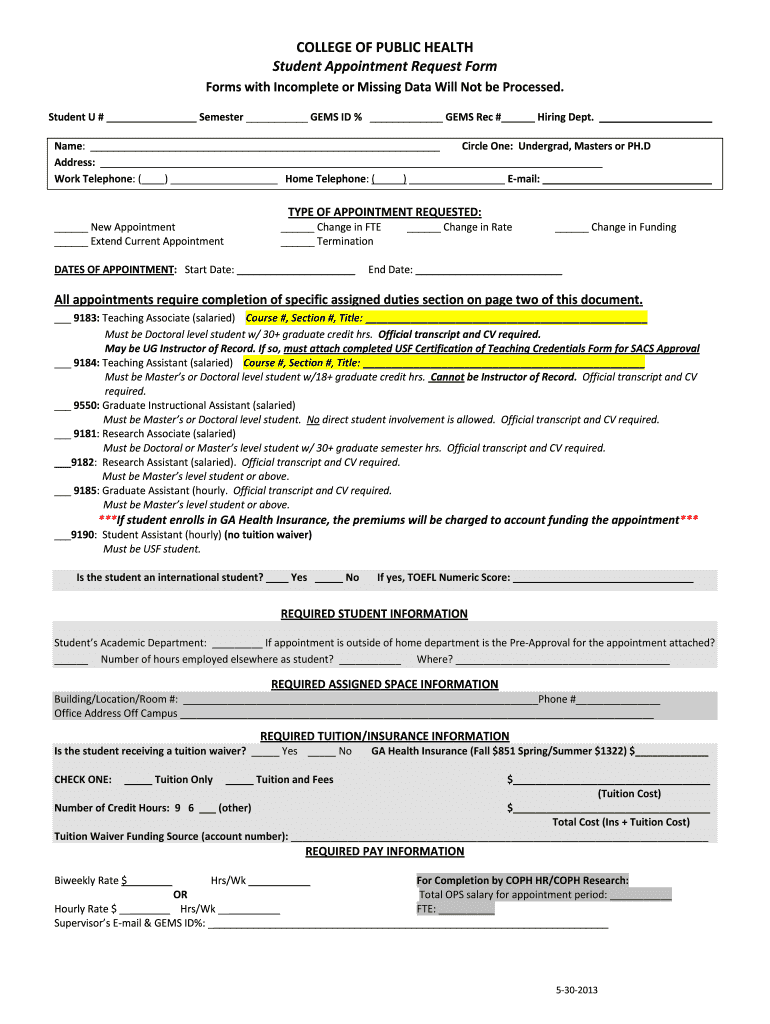 Fillable Online health usf GEMS % Record # - health usf Fax Email Print ...