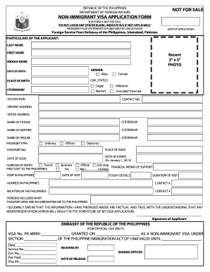 Fillable Online isdpe com NON-IMMIGRANT VISA APPLICATION FORM NOT FOR ...