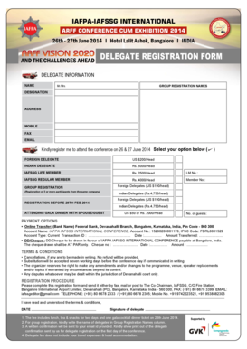 Fillable Online DELEGATE REGISTRATION FORM - IAFSSG Fax Email Print - pdfFiller