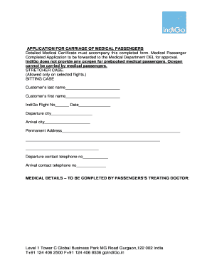 Fillable Online Medical Form - IndiGo Fax Email Print - pdfFiller