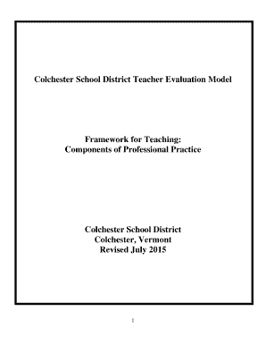 Fillable Online csdvt Colchester School District Teacher Evaluation Model Revised July 2015 ...