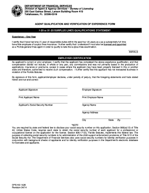 Fillable Online Surplus Lines Form - Florida Department of Financial ...