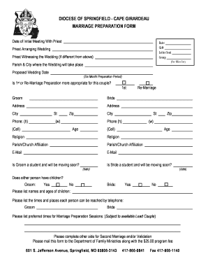 Fillable Online Marriage Preparation Form - CatholicWeb Fax Email Print ...
