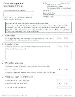 Case Management Information Sheet - Fill Online, Printable, Fillable ...