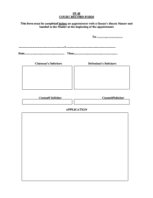Fillable Online PF 48 COURT RECORD FORM This form must be completed ...