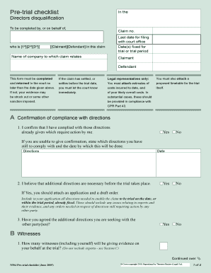 Pre Trial Checklist - Fill Online, Printable, Fillable, Blank | pdfFiller