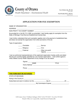 Fillable Online miottawa APPLICATION FOR FEE EXEMPTIONdoc - miottawa ...