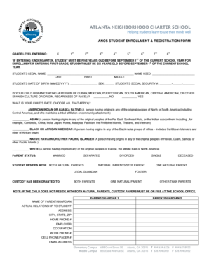 Fillable Online atlncs Ancs student enrollment & registration form - Atlanta Neighborhood ...