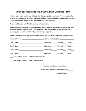 Fillable Online atlncs 2014 Yearbook and Field Day T-Shirt Ordering Form - atlncs Fax Email ...