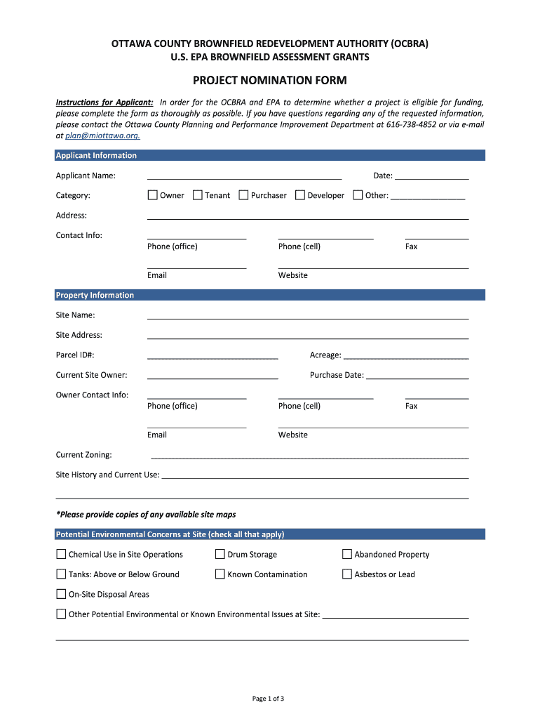 Fillable Online miottawa PROJECT NOMINATION FORM - Ottawa County Fax ...