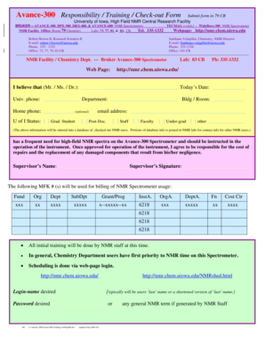 Fillable Online nmr chem uiowa Avance-300 Responsibility / Training ...