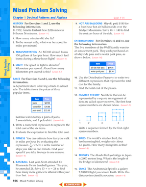 Fillable Online Mixed Problem Solving. Mathematics: Applications and ...