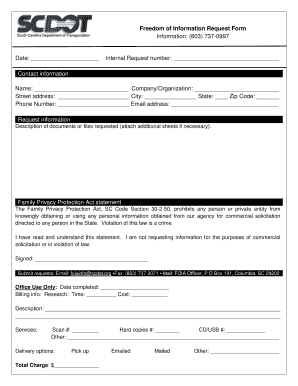 Fillable Online scdot Freedom of Information Request Form - South ...
