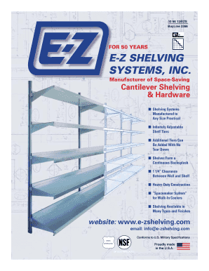 Fillable Online Catalog (PDF) - Shelving Systems by EZ Shelving Systems ...