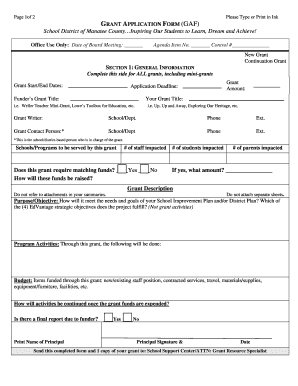 Fillable Online Grant Application Form (GAF) - (ACT) in Manatee County ...