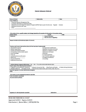 Fillable Online MCSD ESE FORM MIS 41-01047 Approved 4/2014 Expires 4/ ...