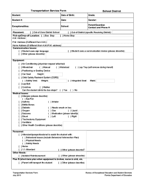 Fillable Online Transportation Service Form Fax Email Print - pdfFiller