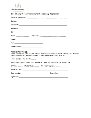 Fillable Online olc Ohio Library Council Institutional Membership Application Name of ... Fax ...