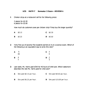 Fillable Online ucs math 7 form Fax Email Print - pdfFiller