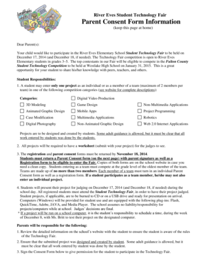 Fillable Online school fultonschools River Eves Student Technology Fair Parent Consent Form ...