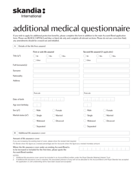 Fillable Online Additional medical questionnaire Fax Email Print ...