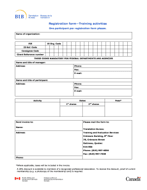 Fillable Online bt-tb tpsgc-pwgsc gc Registration form Training ...