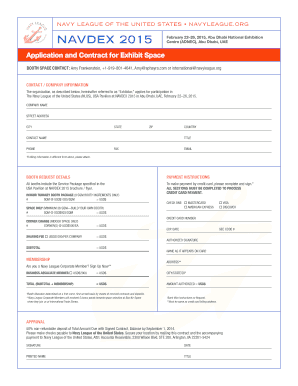 Fillable Online navyleague Application and Contract for Exhibit Space - Navy League of the ...