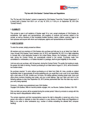 Fillable Online Fly free with CAA-Quebec Contest Rules and Regulations ...