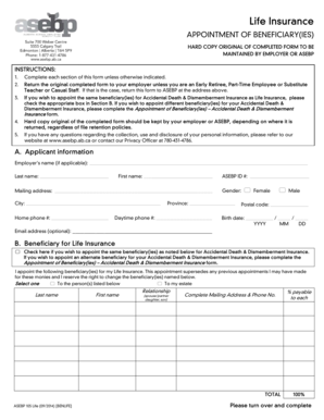 Fillable Online asebp ab Appointment of Beneficiary - ASEBP - asebp ab ...