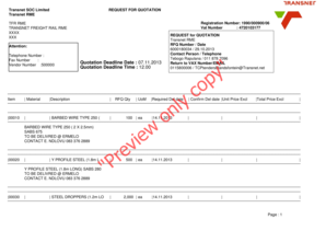 Fillable Online Transnet SOC Limited Transnet RME REQUEST FOR QUOTATION ...