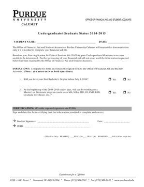 Fillable Online webs purduecal 2014-15 Undergraduate/Graduate Status ...
