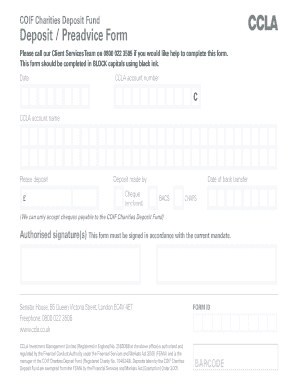 Fillable Online Deposit / Preadvice Form - CCLA Fax Email Print - pdfFiller