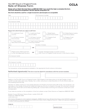 The CBF Church Of England Funds Sale Of Shares Form - CCLA - Fill and ...