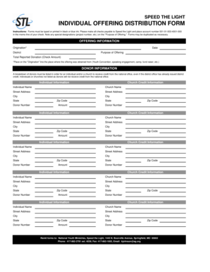 Fillable Online agchurches INDIVIDUAL OFFERING DISTRIBUTION FORM ...
