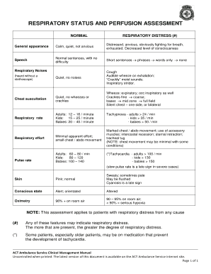 Fillable Online esa act gov RESPIRATORY STATUS AND PERFUSION ASSESSMENT ...