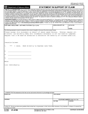Va Disability Claim Letter Examples 21 4138 - Fill Online, Printable ...