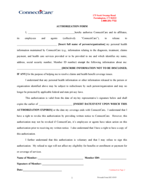 Fillable Online DRAFT AUTHORIZATION FORM - ConnectiCare Fax Email Print - pdfFiller