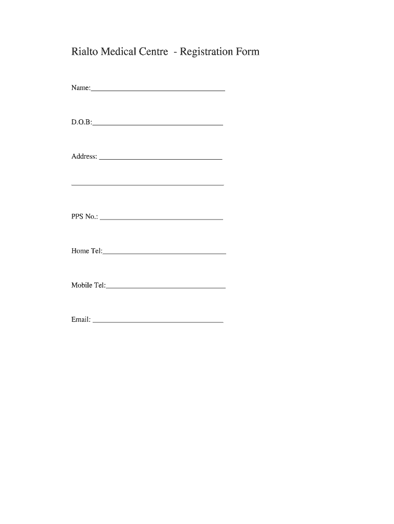 Fillable Online Rialto Medical Centre - Registration Form - Doctors ...