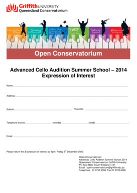 Fillable Online griffith edu Expression of interest form - Griffith University - griffith edu ...