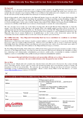 Fillable Online griffith edu Griffith University Tony Fitzgerald Lecture Series and Scholarship ...