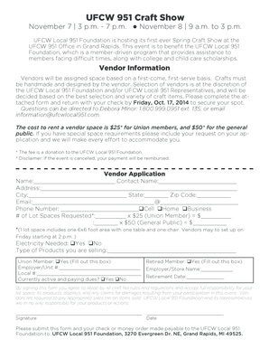 Fillable Online UFCW 951 Craft Show - UFCW Local 951 Fax Email Print ...