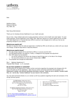 Fillable Online Sample letter - Univera Healthcare Fax Email Print ...