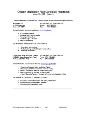 Fillable Online Oregon Medication Aide Candidate Handbook Fax Email ...