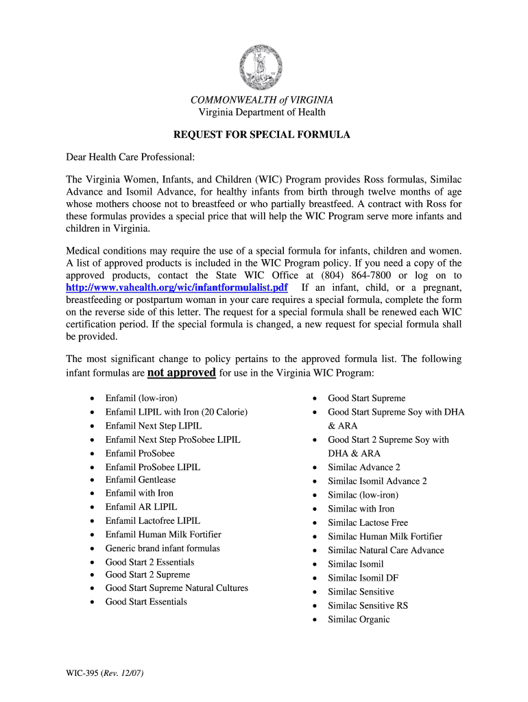 Fillable Online vahealth The Virginia Women, Infants, and Children (WIC ...